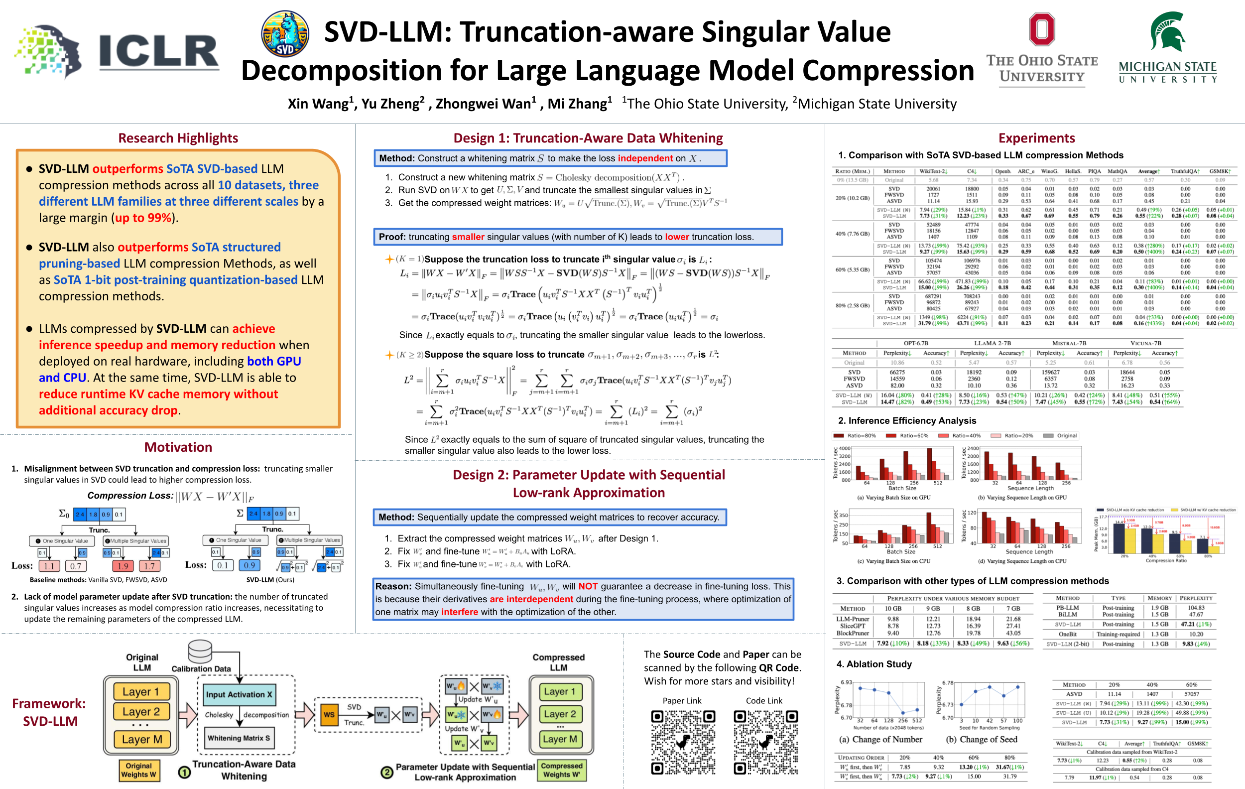 ICLR Poster SVD-LLM: Truncation-aware Singular Value Decomposition for Large Language Model ...